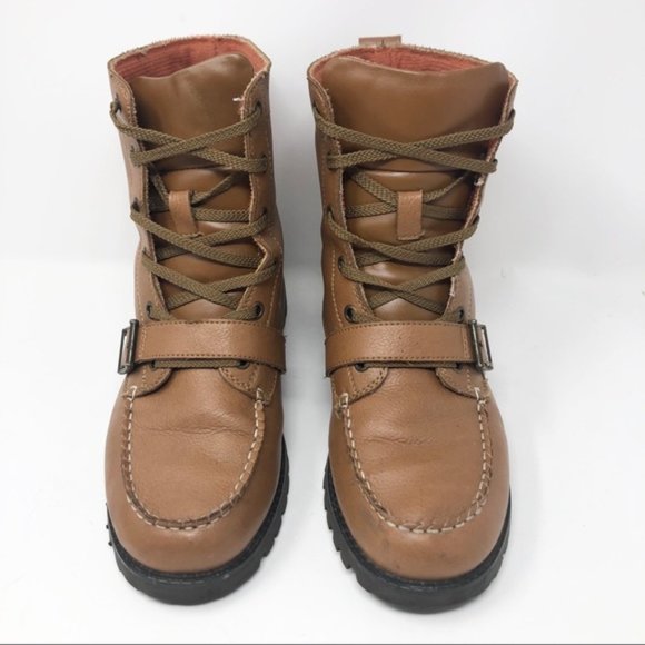 ANNA ALMEIDA | Shoes | Anna Almeida Brown Faux Leather Combat Boots ...